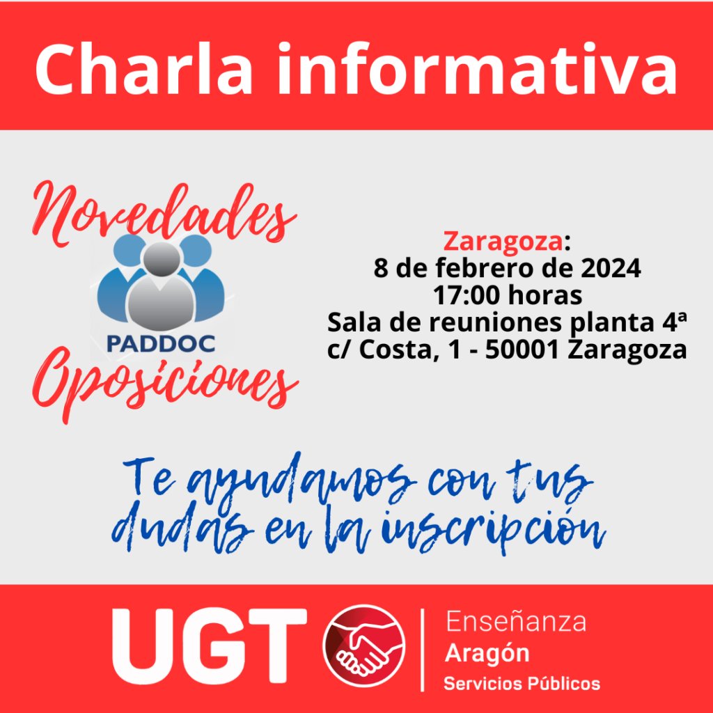 Charla Informativa: Novedades PADDOC oposiciones - UGT